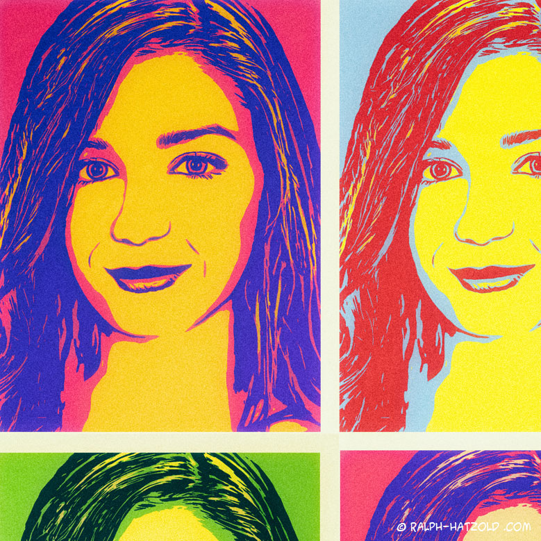 Pop Art retro Portrait Andy Warhol Stil vom eigenen Foto, Beauty Pop Art
